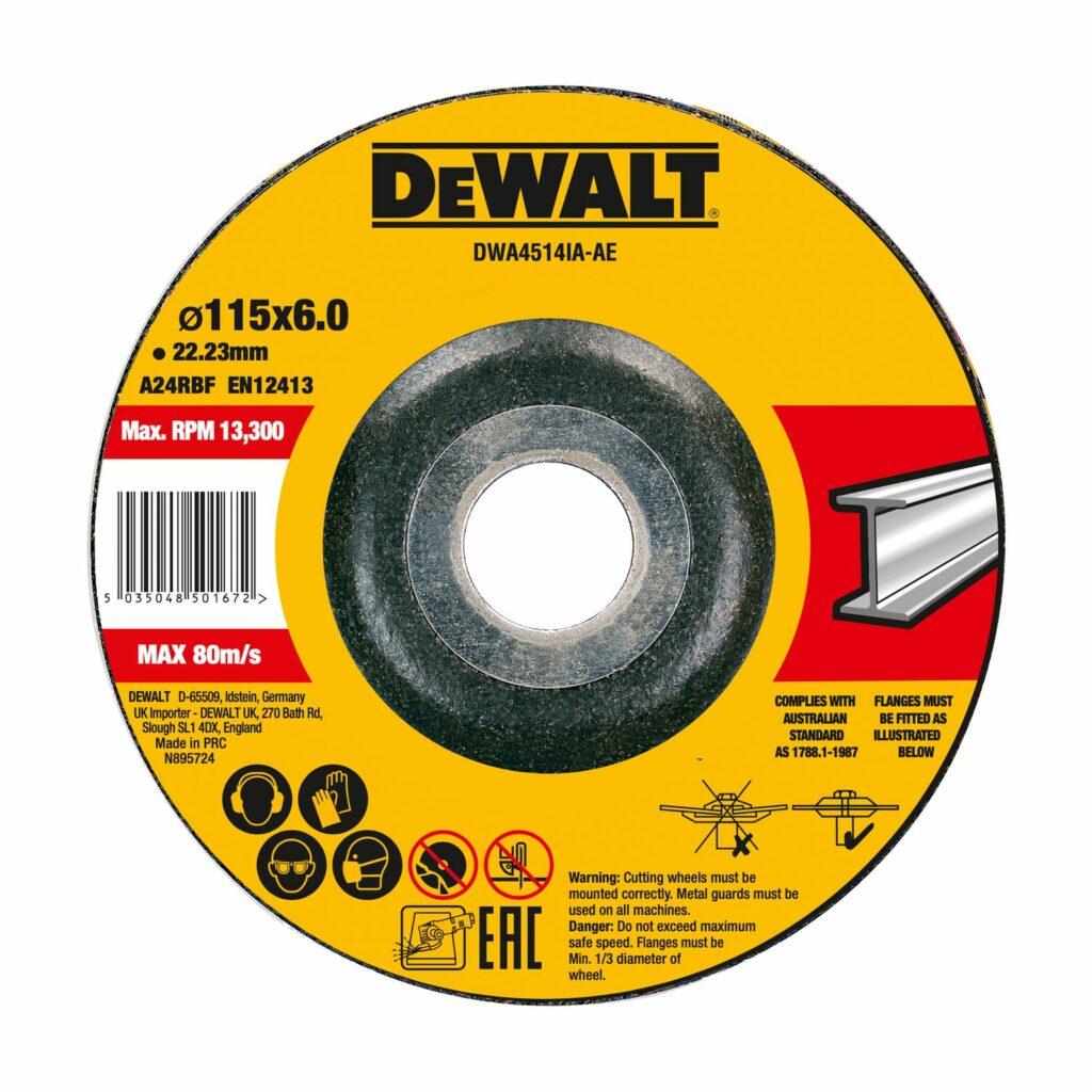 Disco de desbaste cóncavo para metal 115 x 6 x 22.23mm Dewalt DWA4514IA ...