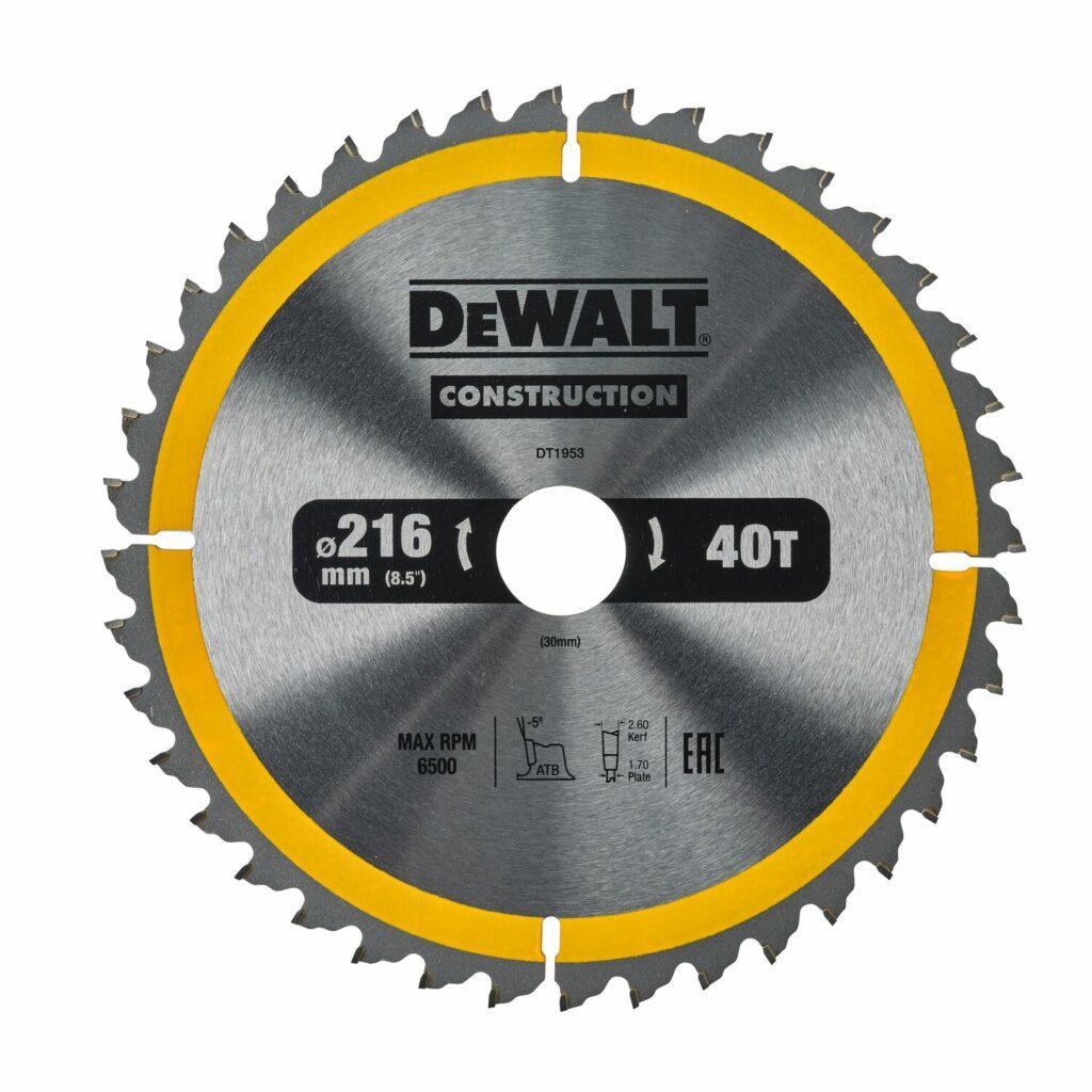 Hoja para sierra circular de 216x30mm, 40D ATB -5° Dewalt DT1953-QZ ...