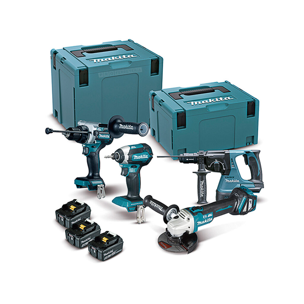 Makita DLX4158TJ kit herramientas 18V (DHP486 + DTD153 + DGA513 ...
